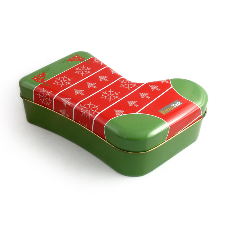 Christmas sock shaped candy tin box