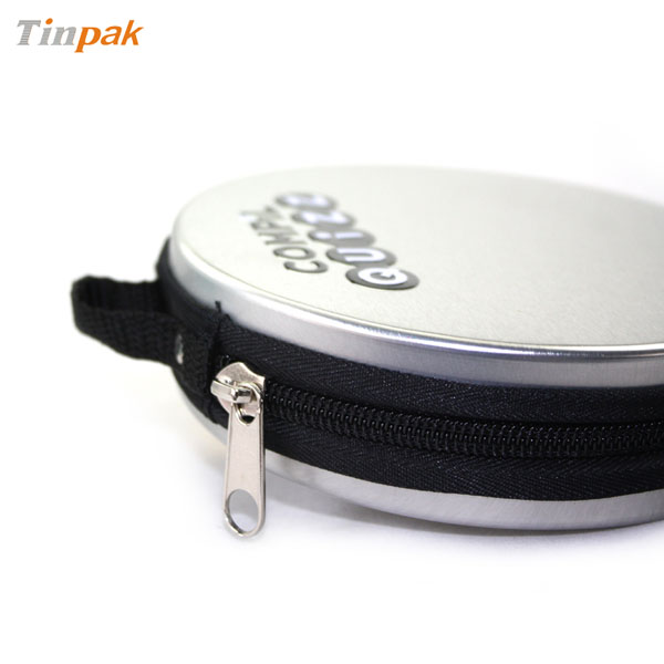 round metal cd cases with a zipper